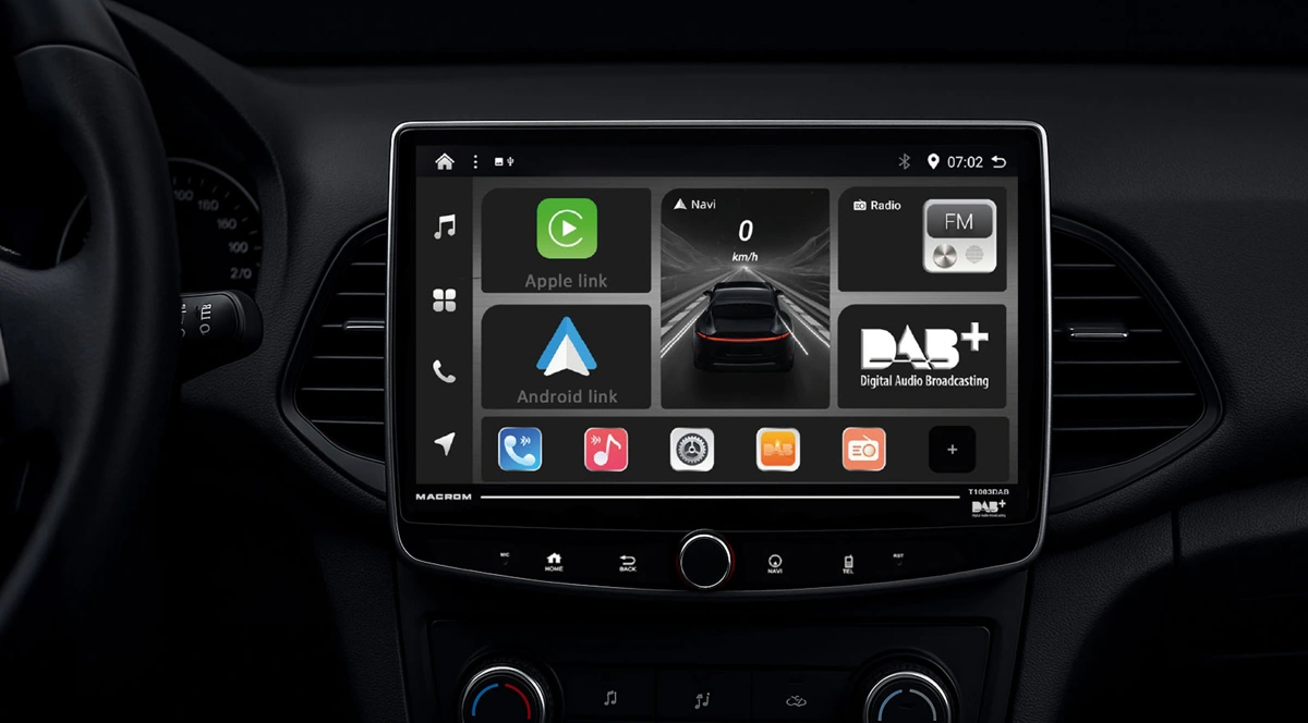 Macrom T1003DAB: 10.1" Monitor with CarPlay, Android Auto & DAB+ - Macrom